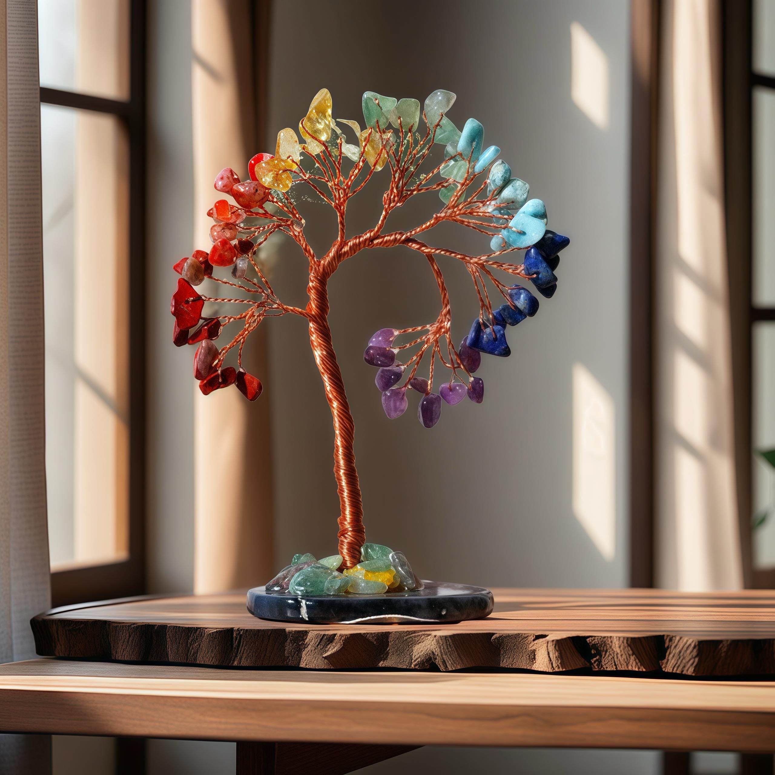 7 Chakra Crystal Tree – Energy Healing Tree of Life with Agate Base ...